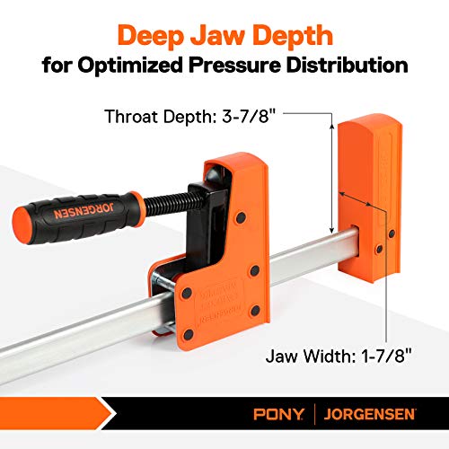 Jorgensen 48-inch Bar Clamps, 90°Cabinet Master Parallel Jaw Bar Clamp Set, 2-pack