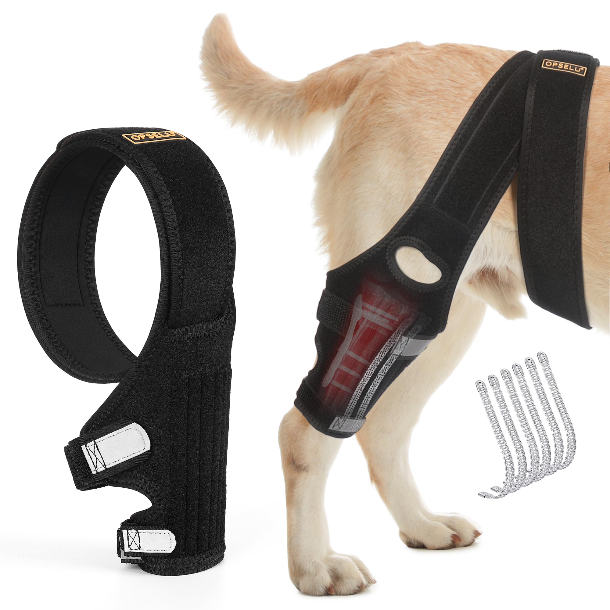 OPSELU Dog Knee Brace for Torn ACL Hind Leg with Side Stabilizers,Knee Cap Dislocation, Arthritis - Keeps The Joint Warm and Stable - Extra Support - Reduces Pain and Inflammation (S)