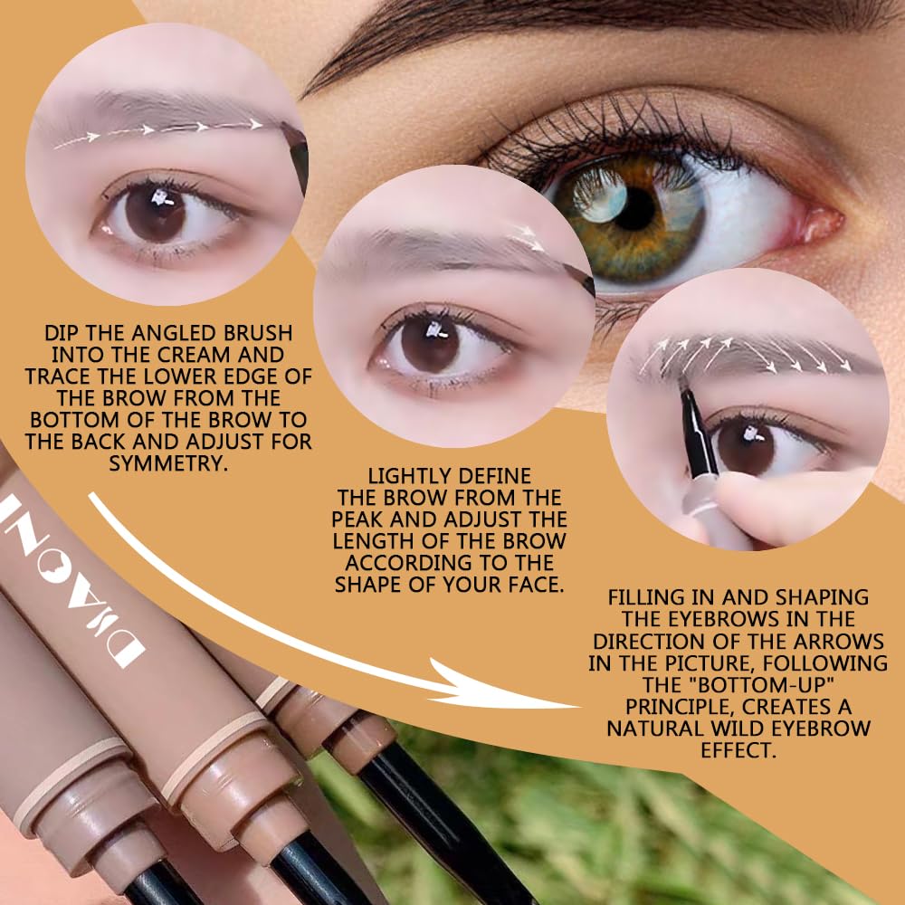 Eyebrow Cream Powder, With Eyeliner pencil,Eyebrow knife,Long Lasting Waterproof and Smudgeproof Natural Looking Brows (Dark Brown)