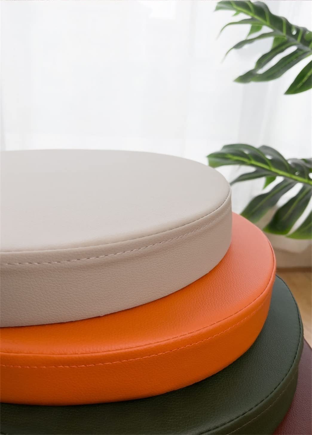 HAiHALA Breathable Leather Cushion - Round Kitchen Dining Chair Seat Cushion Chair Pad - High Stool Chair Cushion - Bar Chair Seat Pad Butt Pillow (Color : White, Size : 45 * 45 * 5cm)