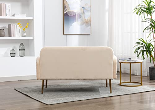 Nigwedete 55'' W Loveseat Sofa, Accent Sofa with Metal Feet, Modern Upholstered Sofa Couch for Small Living Room, Apartment and Small Space, Beige