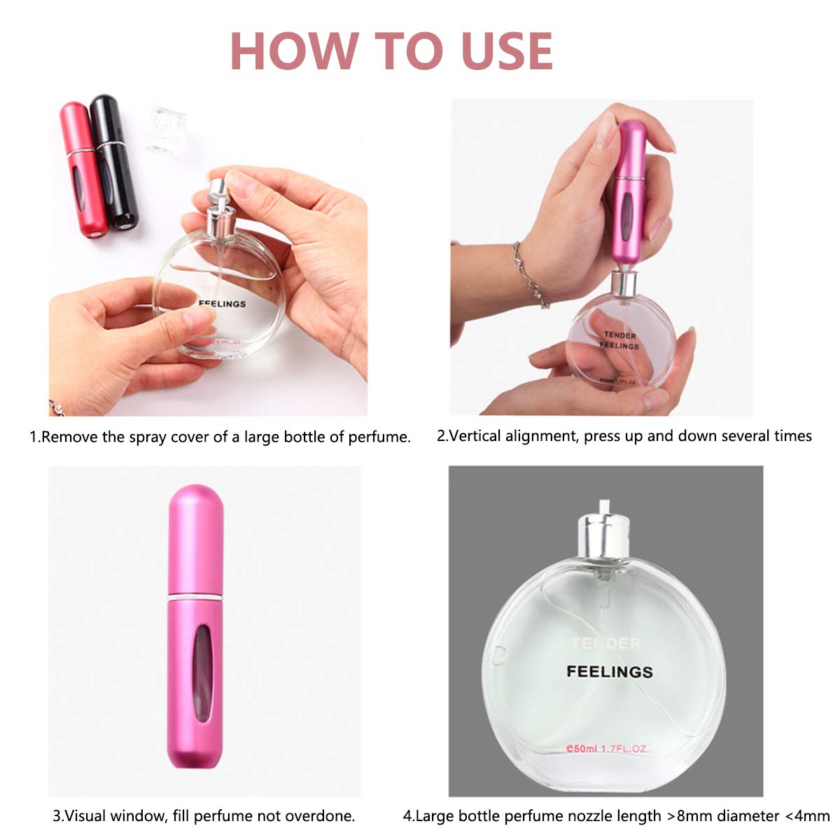 DFsucces Portable Mini Refillable Perfume Empty Spray Bottle,Scent Pump Case,Refillable Perfume Spray,Multicolor Atomizer Perfume Bottle,for Traveling and Outgoing (3 Pcs Pack of 5ml)