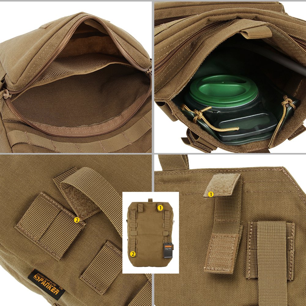 EXCELLENT ELITE SPANKER Tactical MOLLE Hydration Pack for 3L Hydration Water Bladder Molle Vest Accessory(Coyote Brown)