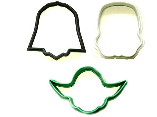 INSPIRED BY STAR WARS CHARACTERS FACE HELMET OUTLINES SET OF 3 COOKIE CUTTERS MADE IN USA PR1328