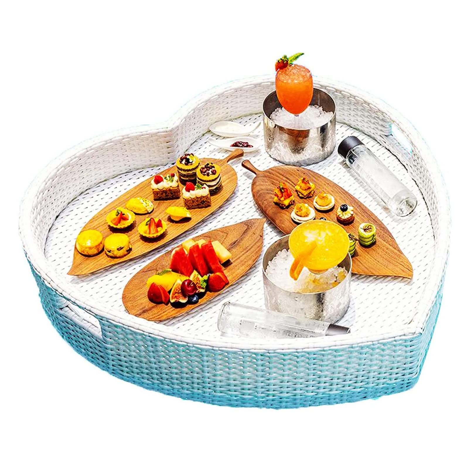 ENPAP Heart Floating Plate, Deluxe Floating Tray for Pool, Stylish Breakfast Tray on The Water, Luxury Floating Bar Drink Holder for Pool Parties