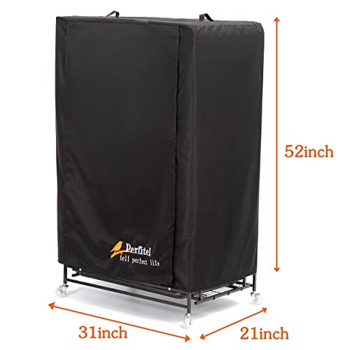 Perfitel Universal Large Bird Cage Cover(Black) Good Night Black-Out Birdcage Cover Durable Breathable Washable Material (31 * 21 * 52)