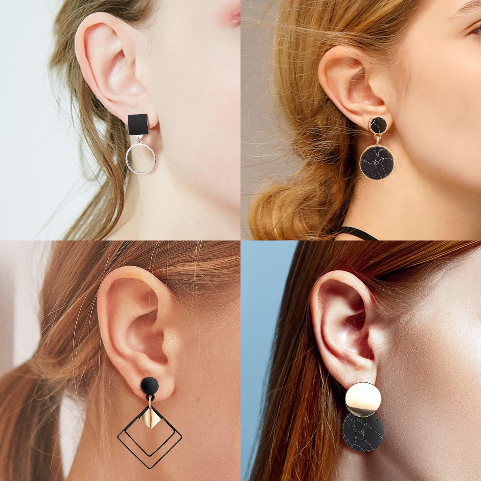 Fingwerk 9 Pairs Statement Earrings for Women Korean Earrings Statement Drop Dangle Geometric Earrings Set Jewelry Gifts
