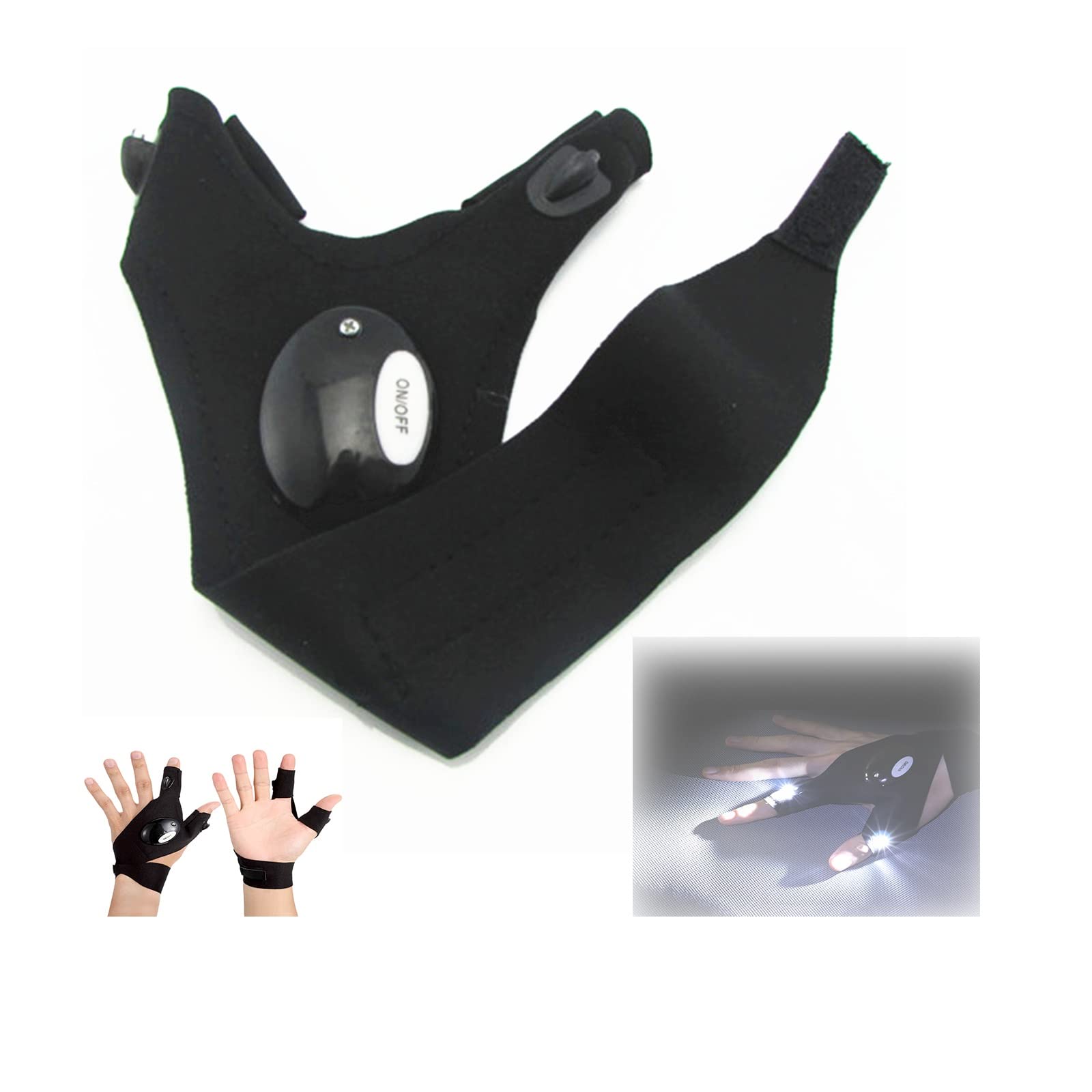 Flashlight Gloves for Men, Practical Durable Fingerless Glove Light, for Outdoor Night Fishing Camping Repairing Hiking Tool ( Color : Right Hand )