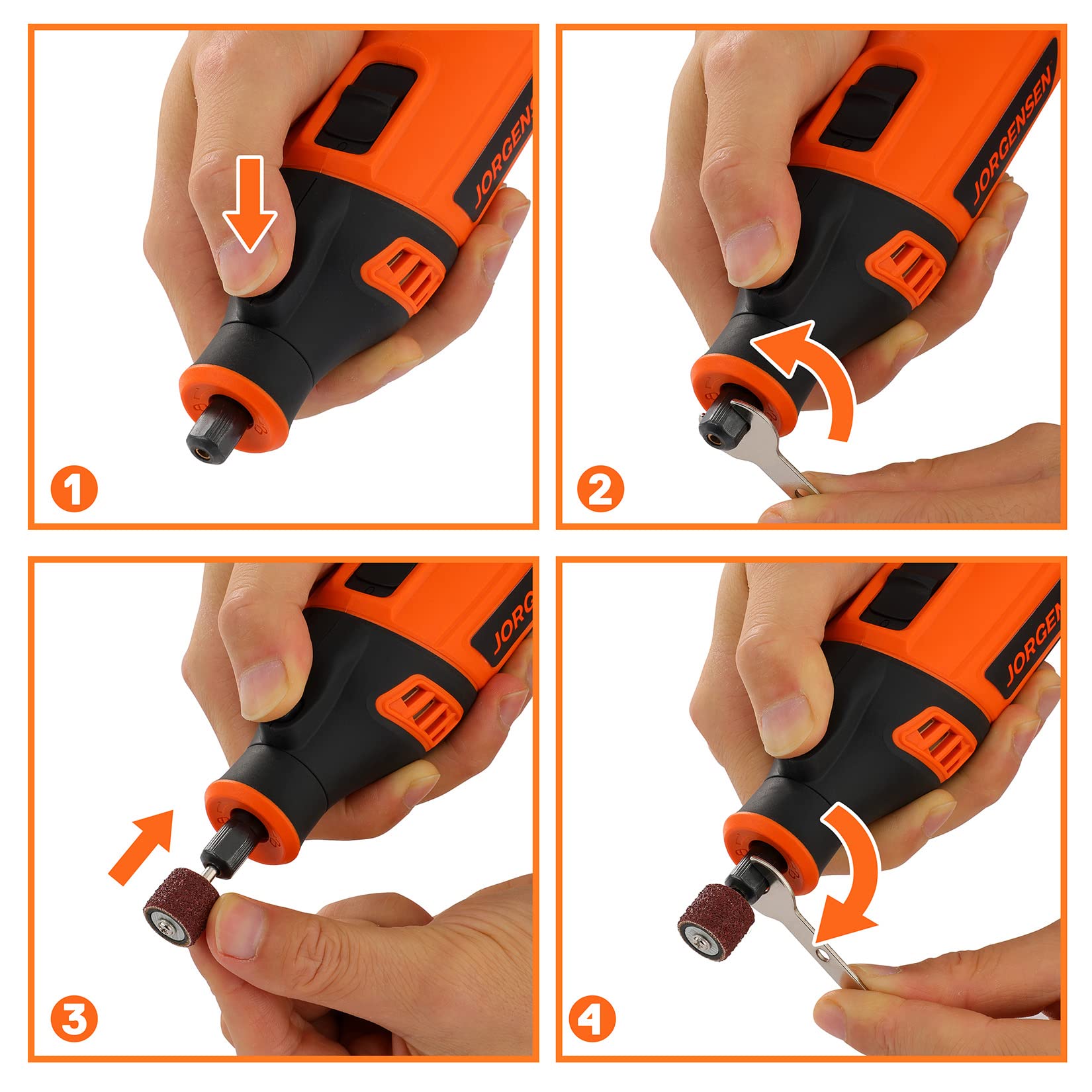 JORGENSEN Rotary Tool Kit, 6 Variable Speed Rotary Tool With 51pcs Rotary Tool Accessories, 1.6 Amp Powerful Rotary Tool