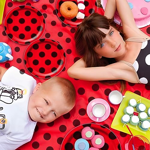 Menipros 30Pcs Ladybug Party Plates,Ladybug Birthday Party Supplies,Suitable for Girl's Birthday Party Decoration
