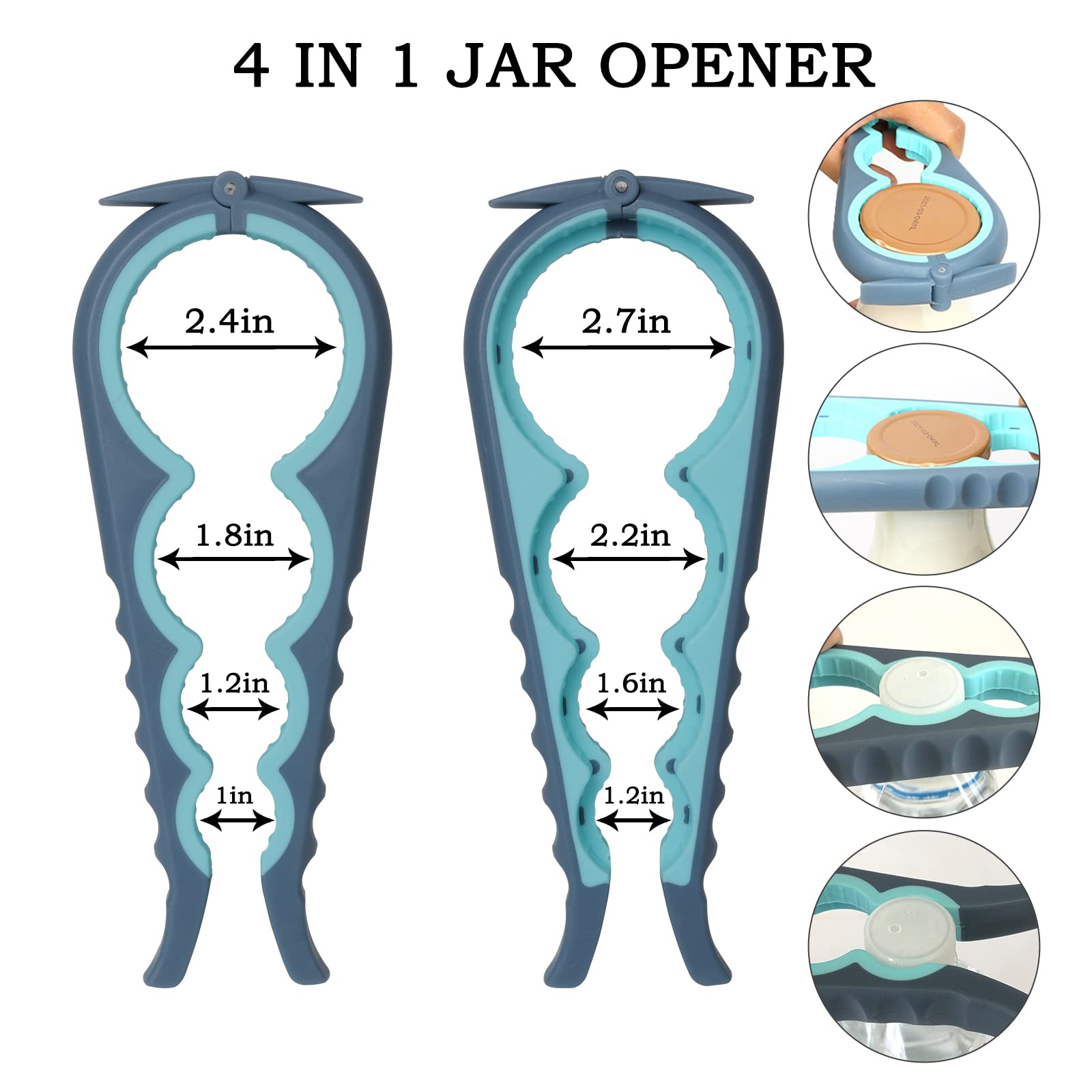 Jar Opener Bottle Opener,5 In 1 Multi Function Can Opener-Ergonomic Multifunctional Kitchen Tools Set For Weak Hand, Children,Elderly, Seniors, Arthritis Sufferers 2 Pack