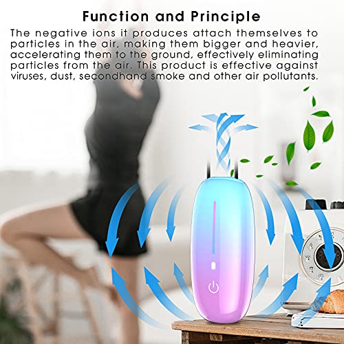 Personal Air Purifier, Timeage Wearable Air Purifier Necklace, Portable Mini Air Ionizer Eliminates Pollen,Smoke,Dust for Outdoor,Travel(Touch Panel)