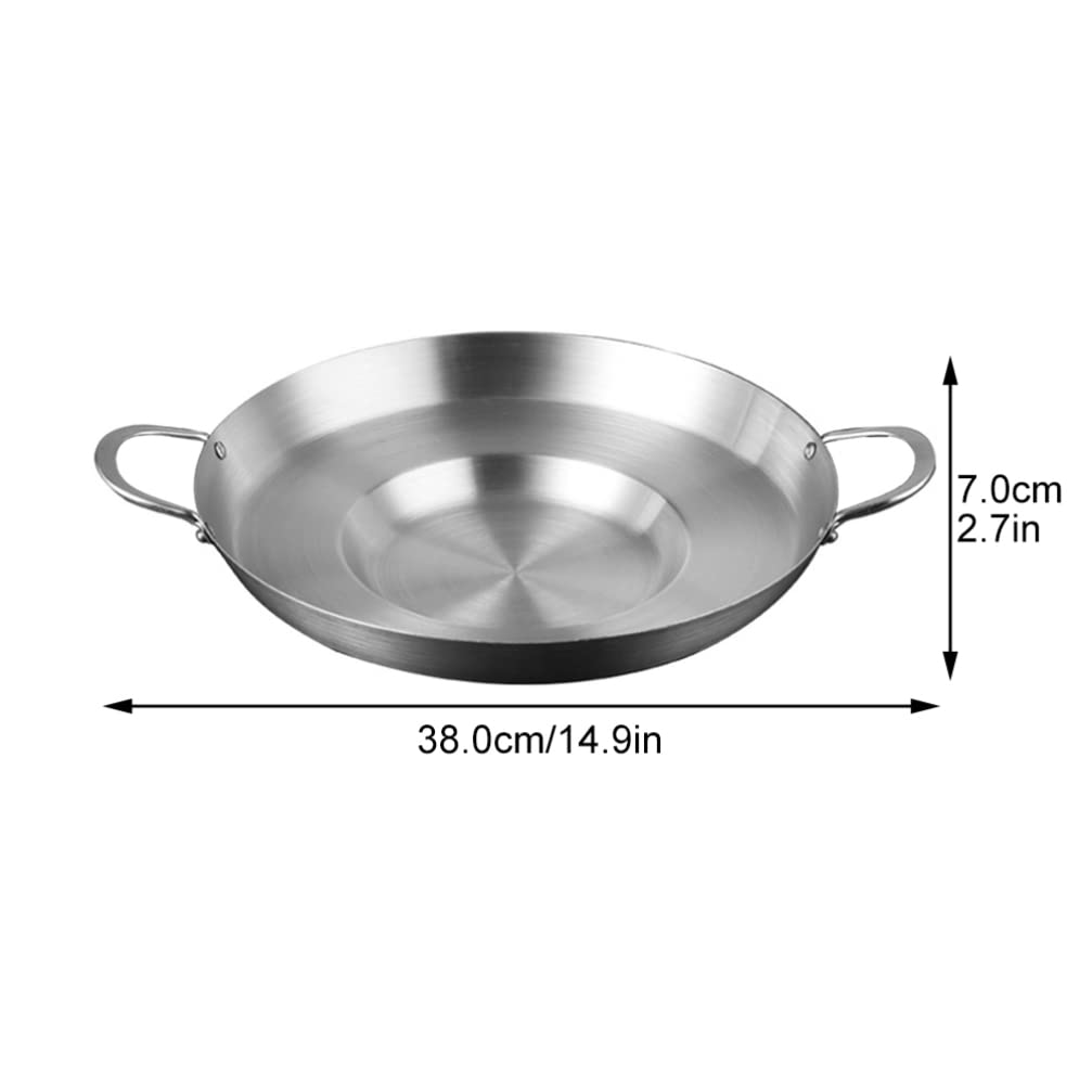 Hemoton Comal Cazo Stainless Steel Concave Comal para Tacos Heavy Duty Outdoors Cazo Griddle Fryer Cookware Wok Pan Fry Pans Chicharron Deep Frying Bowl Cookware Para Carnitas 38cm/15