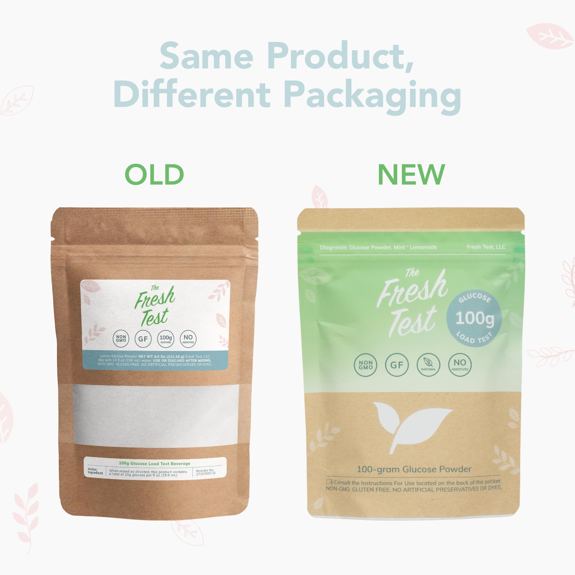 The Fresh Test® Glucose Beverage, 100 gram Powder Drink Mix | Additive-Free, Non-GMO, Organic Ingredients | Mint Lemonade