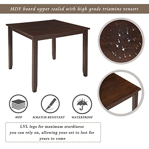 Merax 5-Piece Rectangular Wood Table Set with 4 Chairs for Kitchen and Dining Room, Walnut_1