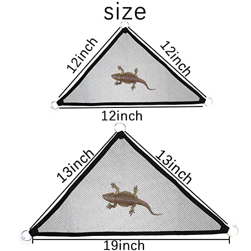 Nuatpetin 2 Pairs Reptile Hammock, 2 Sizes Bearded Dragon Hammocks Breathable Mesh Habitat Climbing Terrarium Accessories, Triangle Stable Lizards Lounger for Bearded Dragon Lizard Chameleon Snakes