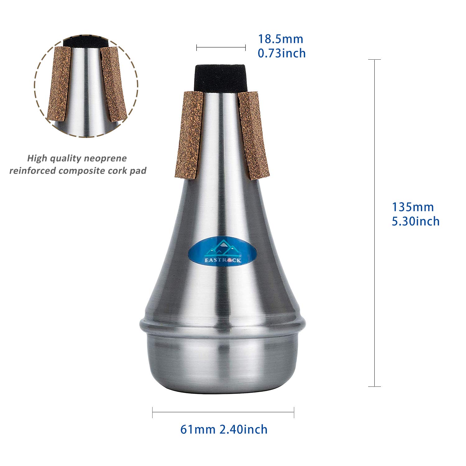 Eastrock Trumpet Mute,Lightweight Aluminum Mini Trumpet Practice Mute for Jazz,Classic,Beginners and Students
