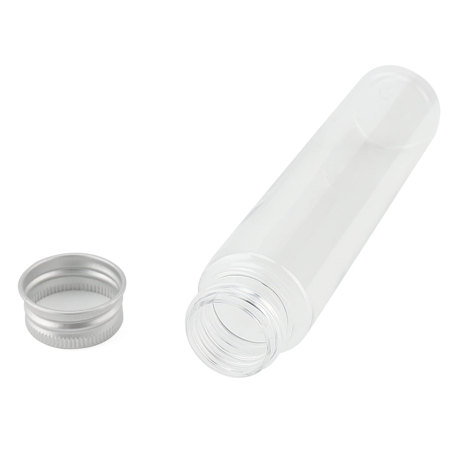 LEXININ 60 PCS 110ml Clear Plastic Test Tubes with Lid, Plastic Test Tubes with Screw Caps, Flat Bottomed Test Tubes