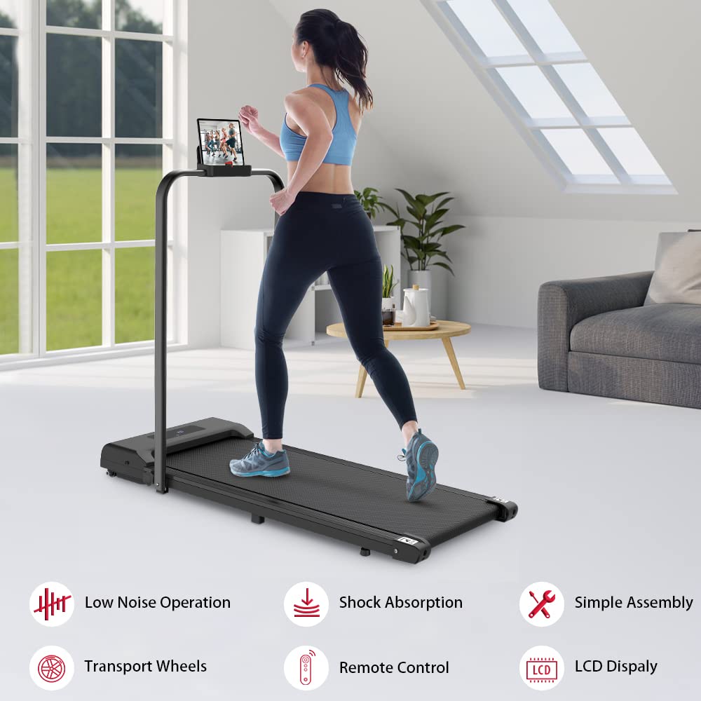 Foldable Treadmill Walking Pad Under Desk, 2.5HP Folding Treadmill with Handle for Office & Home, Quiet & Installation-Free with 0.6-6.2MPH, 300 Lb Capacity, Safety Lock