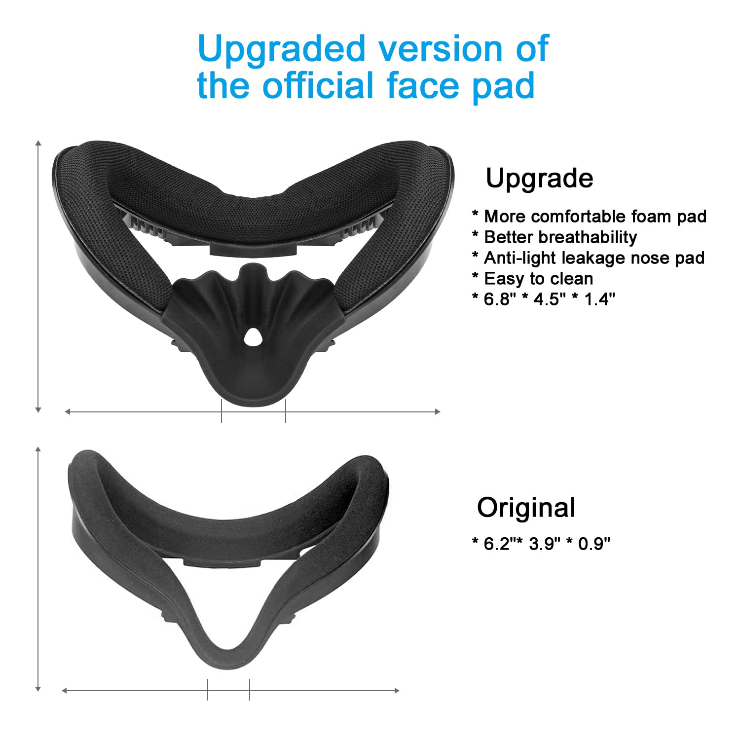 EWalos Upgraded Foam Face Pad Replacement for Oculus Quest 2, Widened Face Cover with Anti-Leakage Nose Pad for Oculus Quest 2, VR Headsets Sweat-Proof Comfortable Black