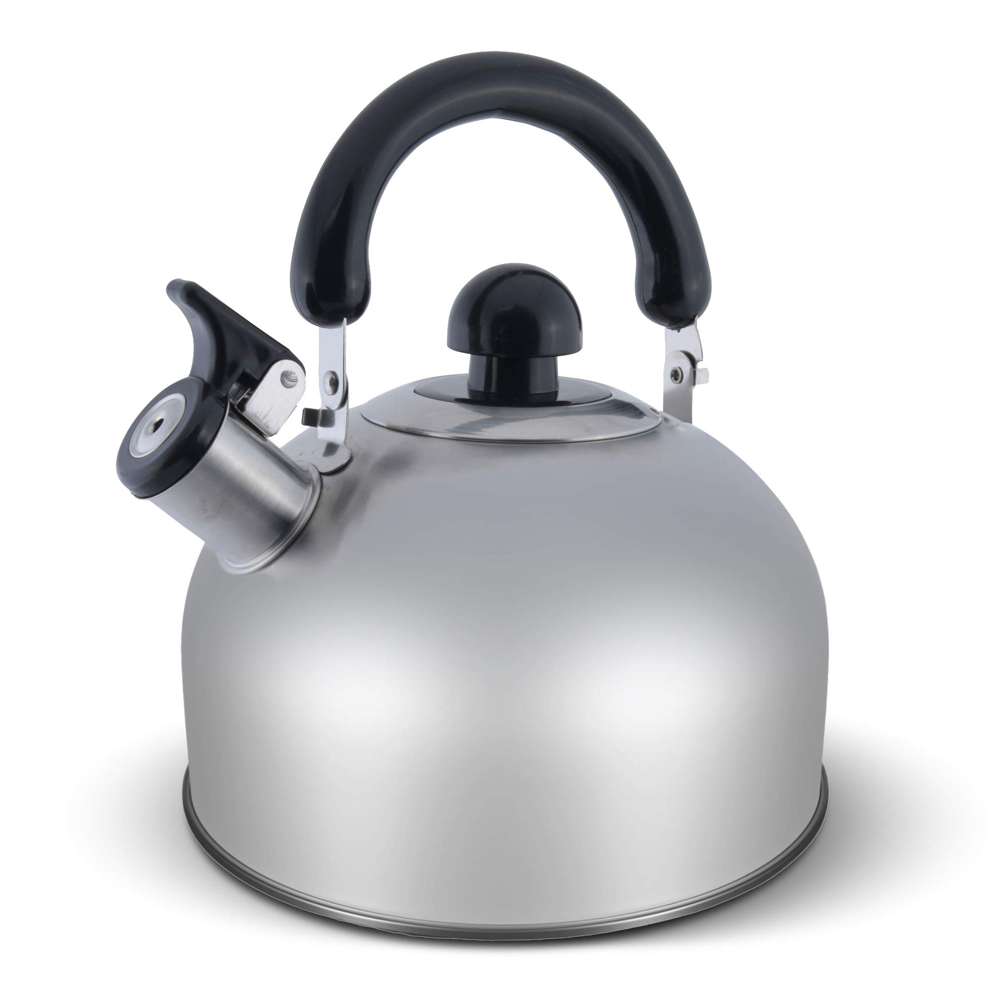 ELITRA HOME Whistling Tea Kettle Stainless Steel Tea Pot with Stay Cool Handle 2.6 Quart / 2.5 Liter (SATIN)