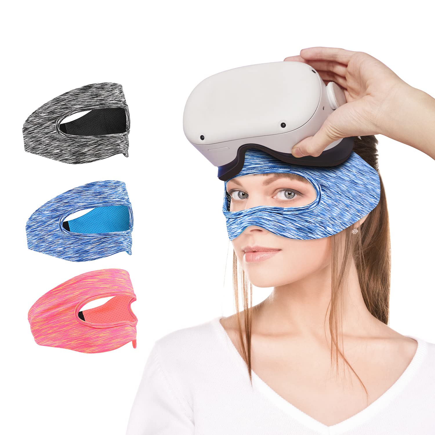EWalos VR Eye Mask Cover Breathable Sweat Band, Compatible with Oculus/Meta Quest 2, PSVR 2 and Other VR Headsets, Adjustable Elastic Band Design for Adults and Children(3PCS)