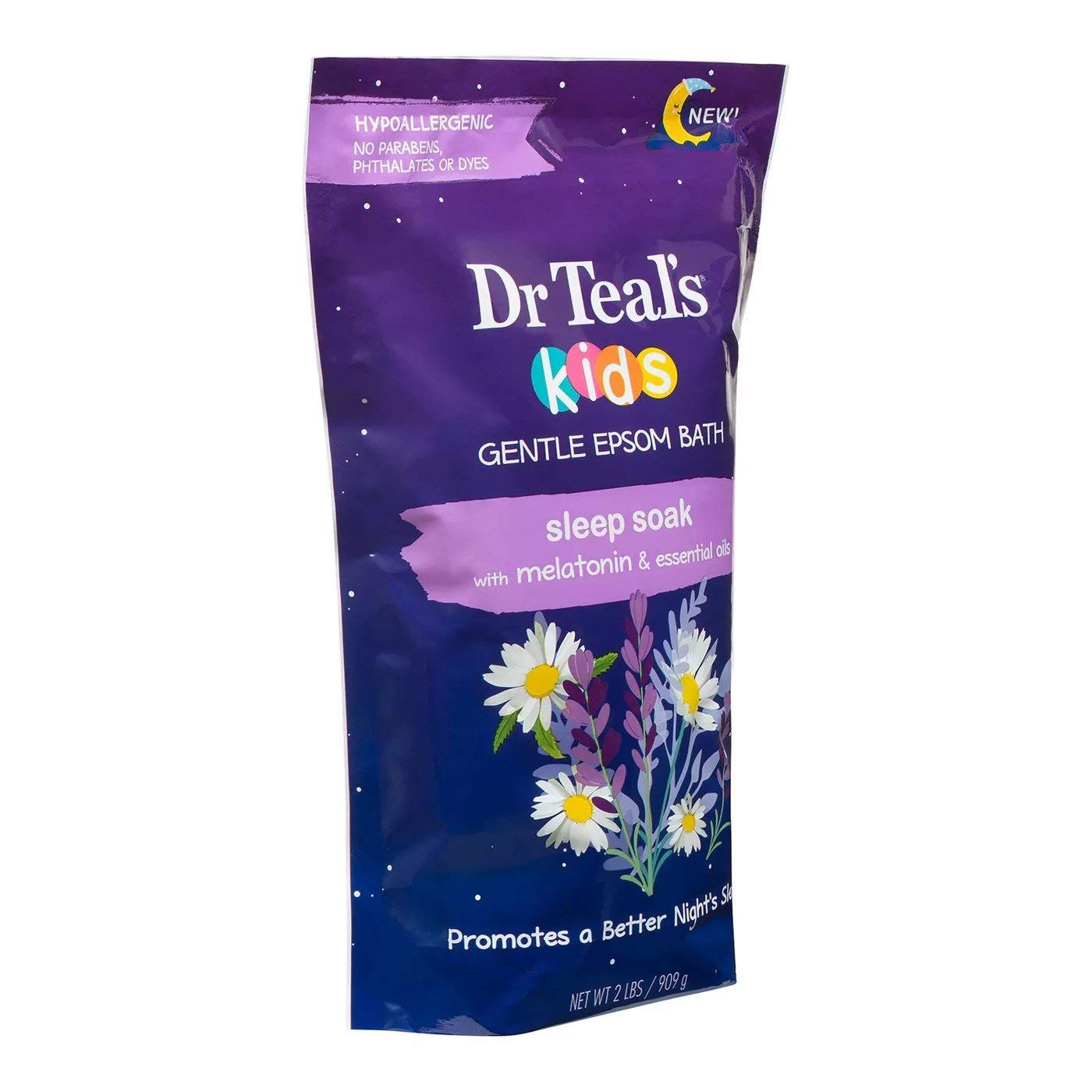 Dr. Teal's Kids' Gentle Sleep Soak Bath with Pure Epsom Salt and Melatonin - (3 Pack, 6 lbs Total) - Coconut and Other Essential Oils Relieve Stress & Soothe The Body - Hypoallergenic & Paraben Free