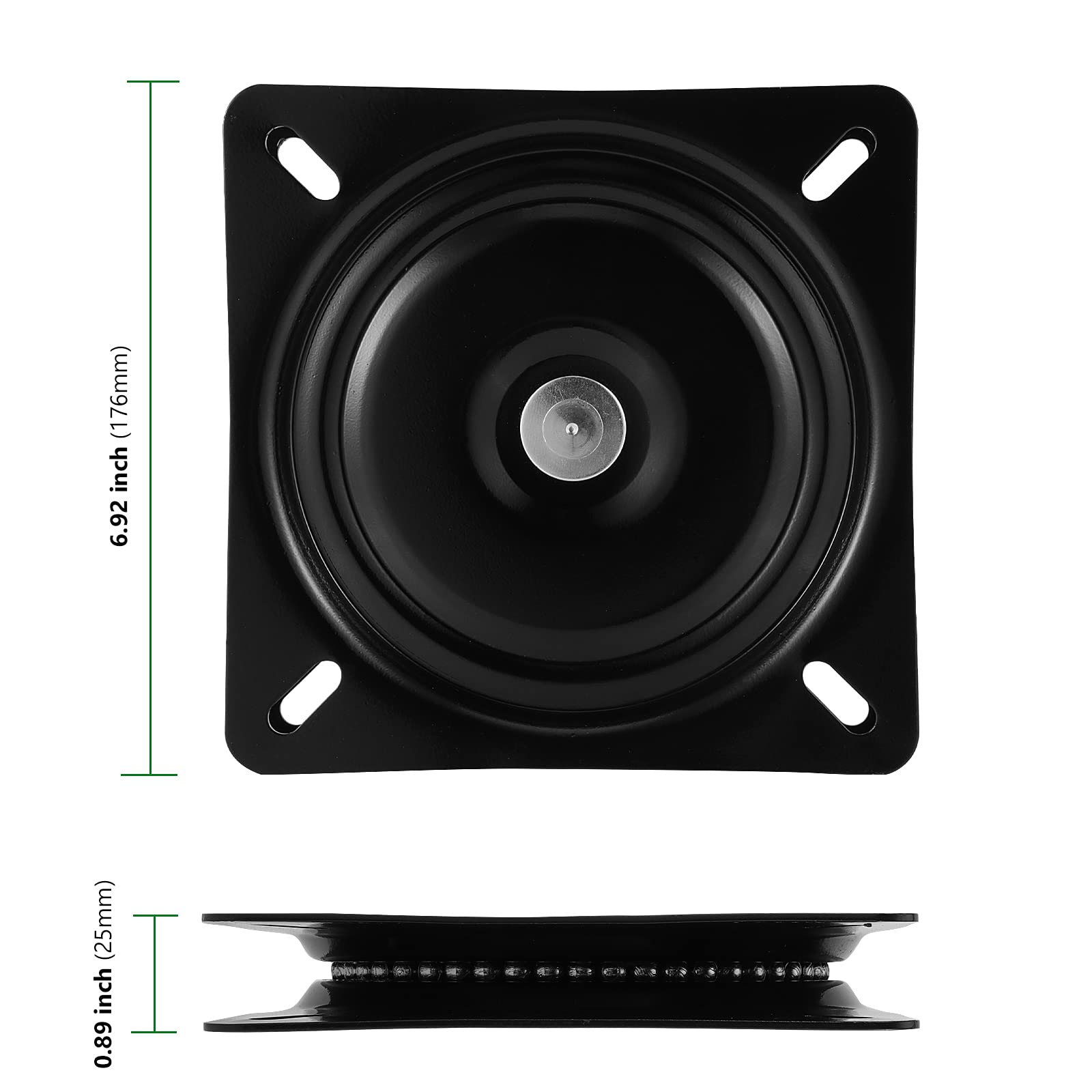 HAKZEON 4 PCS 7 Inches Bar Stool Swivel Plate, Square Heavy Duty Swivel Stool Replacement 360° Rotation Seat Swivel Base Mount Plate for Bar Stool, Home, Office, Black