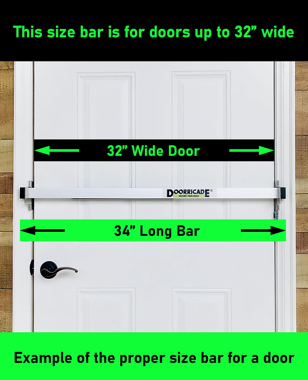 Door Security Bar-by Doorricade-Secure The Entire Width of Your Inward Opening Front Door or Safe Room.