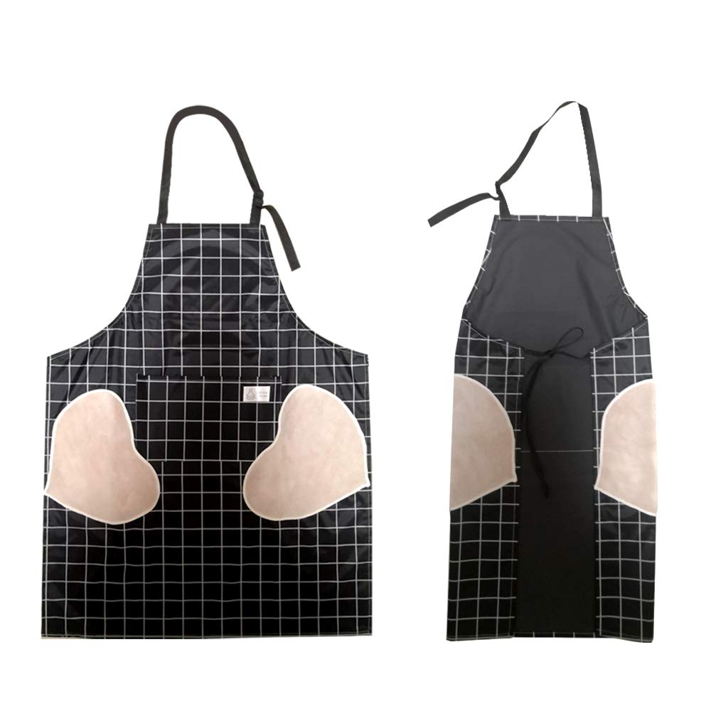 Geounzay Aprons for Men, Cooking Kitchen Aprons, Waterproof Oil-Proof Erasable Hand Adjustable Bib Cooking Aprons with Pockets for Women Men Dishwashing Baking Grill Restaurant Durable Black (Small)