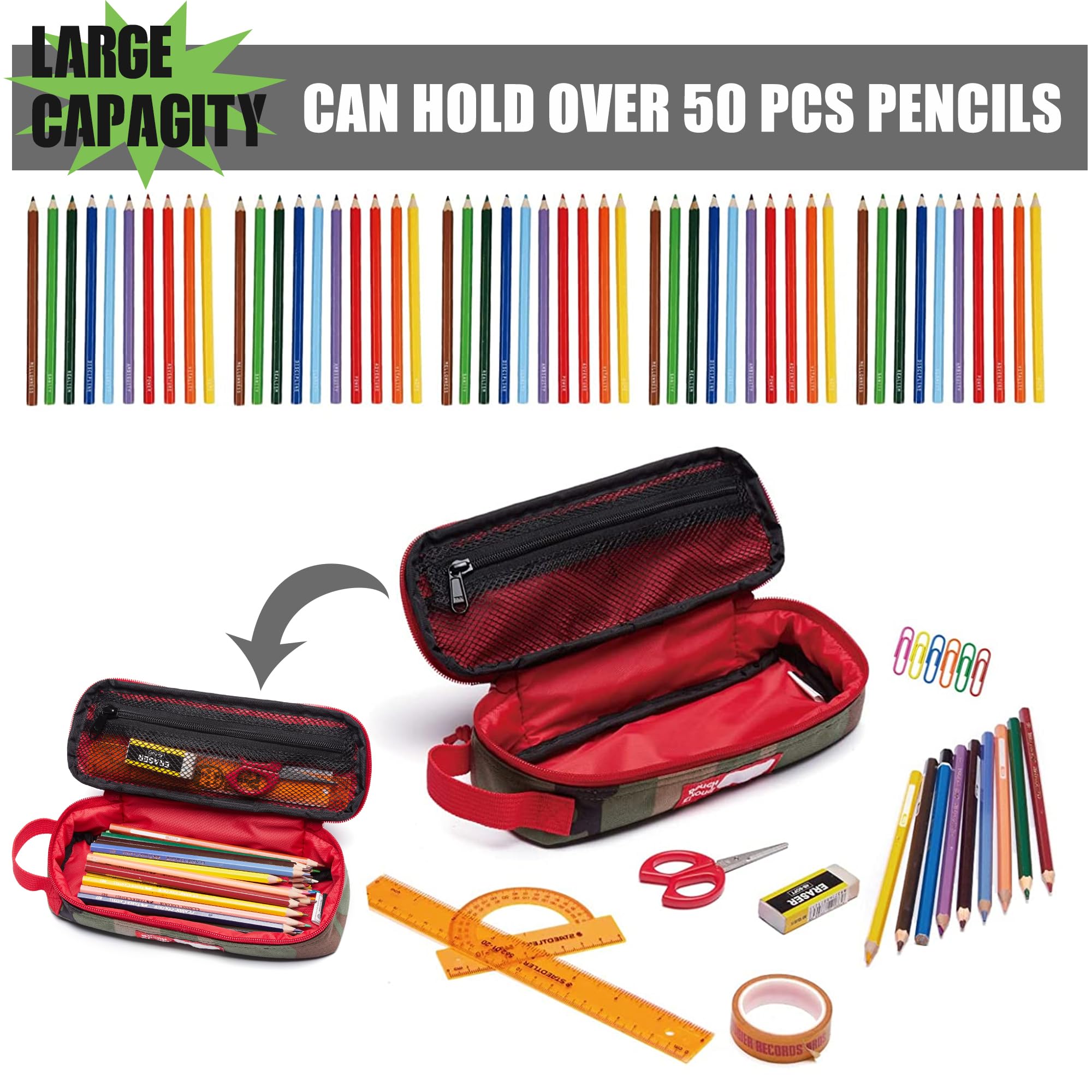 Rough Enough Small Pencil Case for Boys Preppy Teens Adults School Office Stationary Art Supplies Cordura Tactical Army Camo