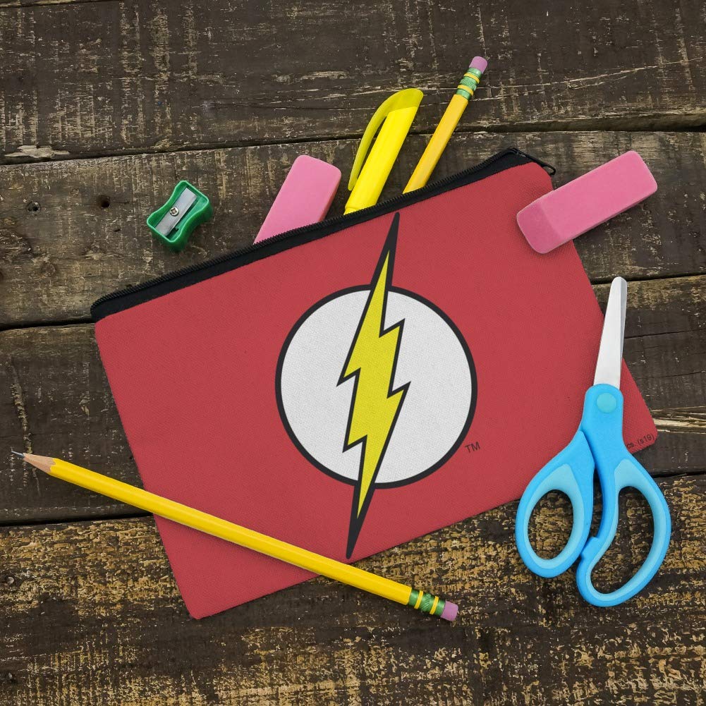The Flash Lightning Bolt Logo Pencil Pen Organizer Zipper Pouch Case