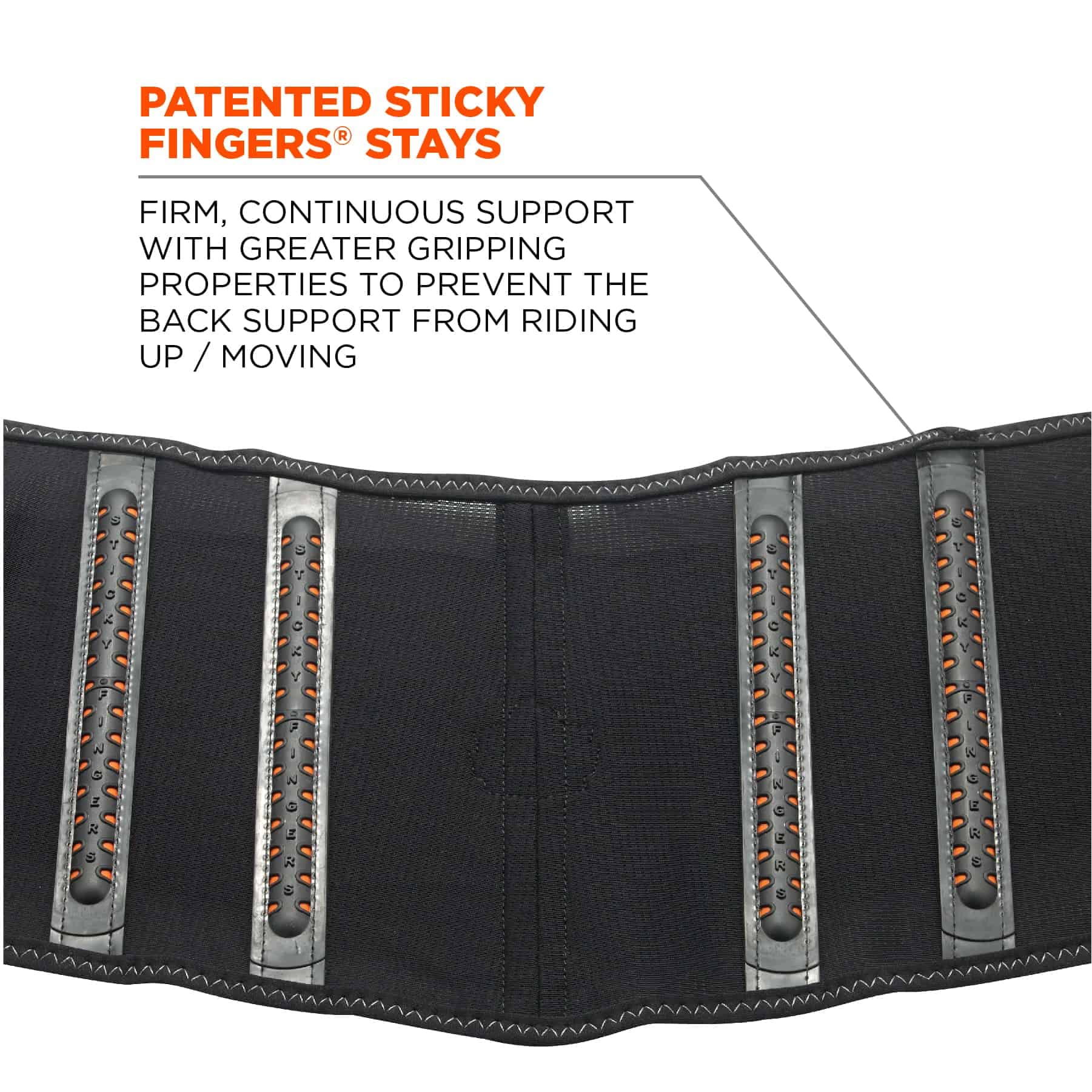 Ergodyne ProFlex 2000SF Back Support Brace, 8.5" Spandex, V-Shape Design and Patented Stays for Added Support, XL,Black