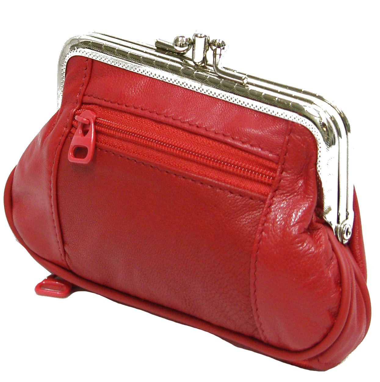 Womens Leather Mini Wallet ID Credit Cards Cash Coin Holder Case Organizer Puse with Framed & Zipper Closures - in 6 colors