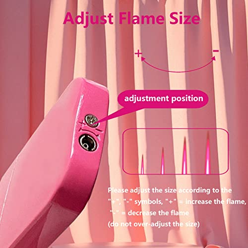 Lighter, Pink Flame Cool Lighter, Cute Pink Glitter Torch Windproof Lighter, Metal Refillable Butane Lighter, Outdoor, Indoor, Camping, BBQ, Candle, Birthday, Simple DIY Gift
