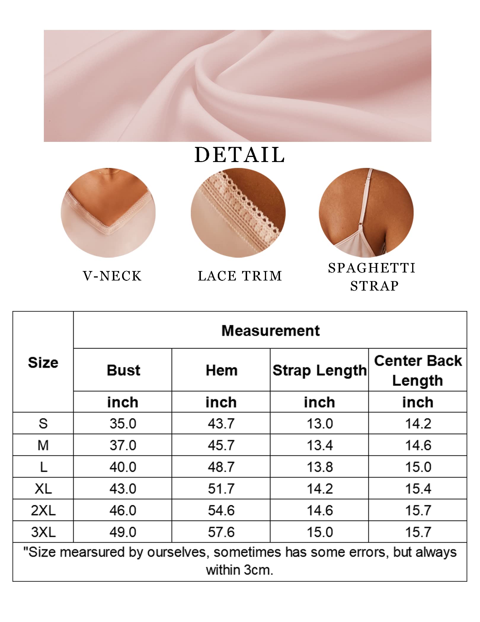 Ekouaer Women's Lace Silk Satin Pajama Tank Tops V Neck Camisole Soft Spaghetti Strap Tops Loose Sleepwear Black Large