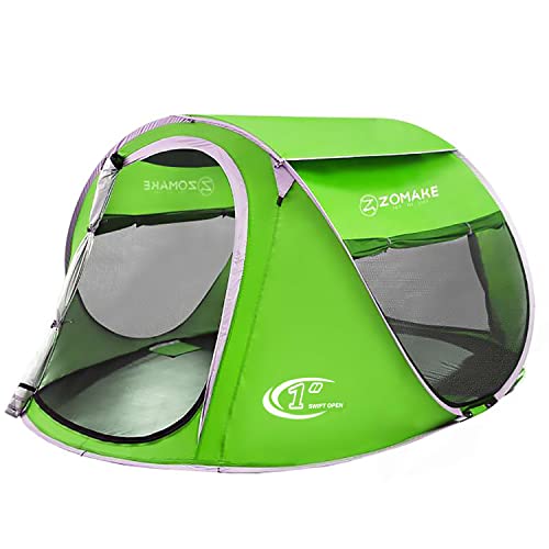 Easy Pop Up Tent 4 Person Waterproof - Pop-Up Camping Tents Automatic Tent Throw Pop Up Instant Flip Pop Tent for Camping,by ZOAMKE(Green)