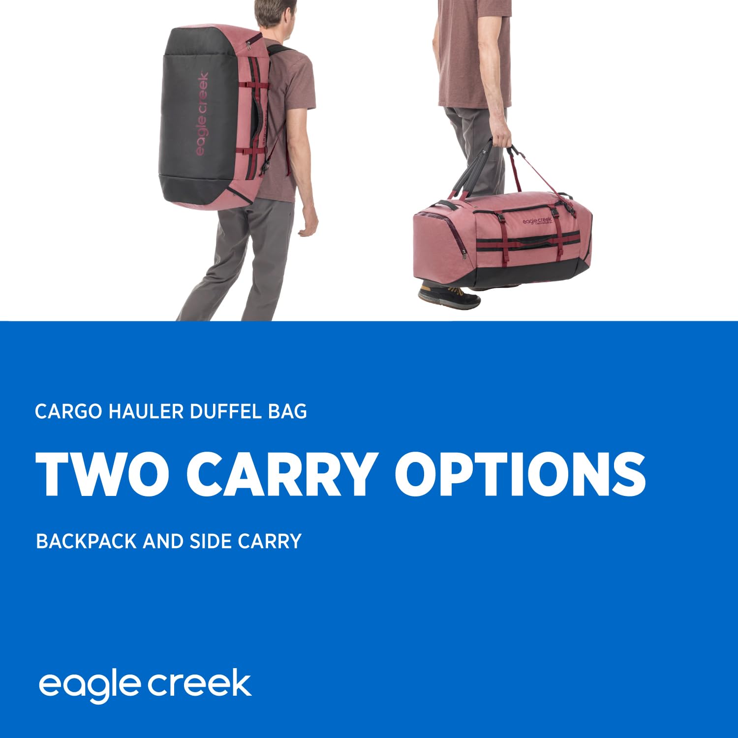 Eagle Creek Cargo Hauler 40L Folding Duffle Bag for Travel - Durable and Water-Resistant, with Tuck-Away Backpack Straps, U-Lid & Quick-Access End Pockets, Arctic Seagreen