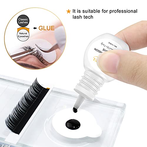 Eyelash Extension Glue Professional Lash Glue for Eyelash Extensions 6ml Black Lash Glue Within 2 Sec Drying Time Lash Extension Glue 7-8 Weeks Long Lasting Waterproof Eyelash Glue