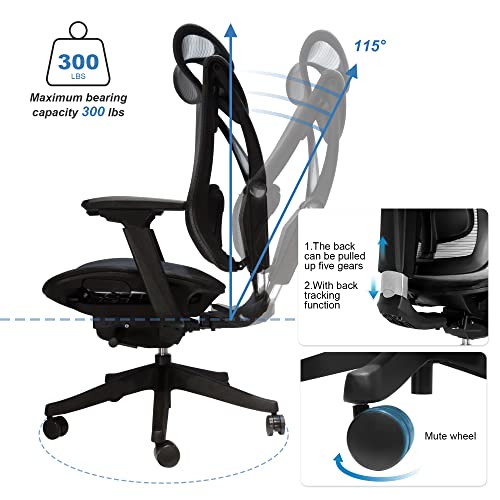 Ergonomic Office Chair High Back Mesh Computer Chair with Lumbar Support and Adjustable Headrest