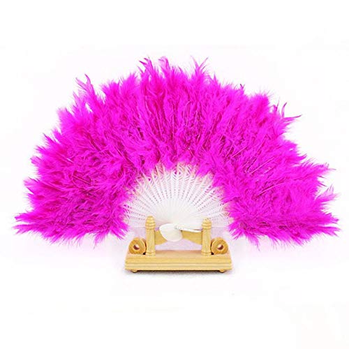 Folding Fan 9 Colors Fluffy Soft Feather Costume Hand Held Folding Fan Women Lady Party Theater Ball Dance Fans (A) (B)
