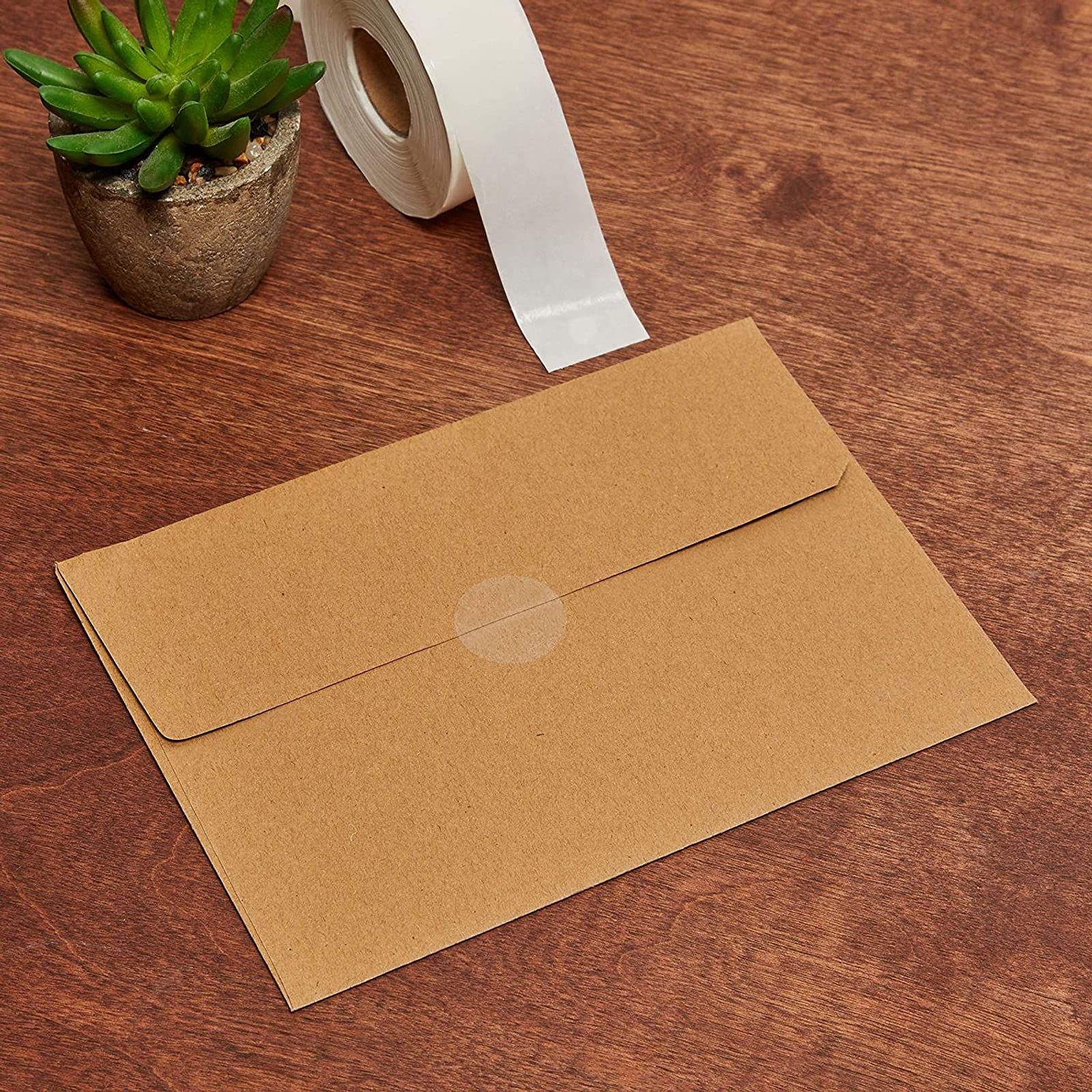 Envelope Seals, Clear Mailing Labels, Round Stickers Roll (1 Inch, 2000 Pieces)