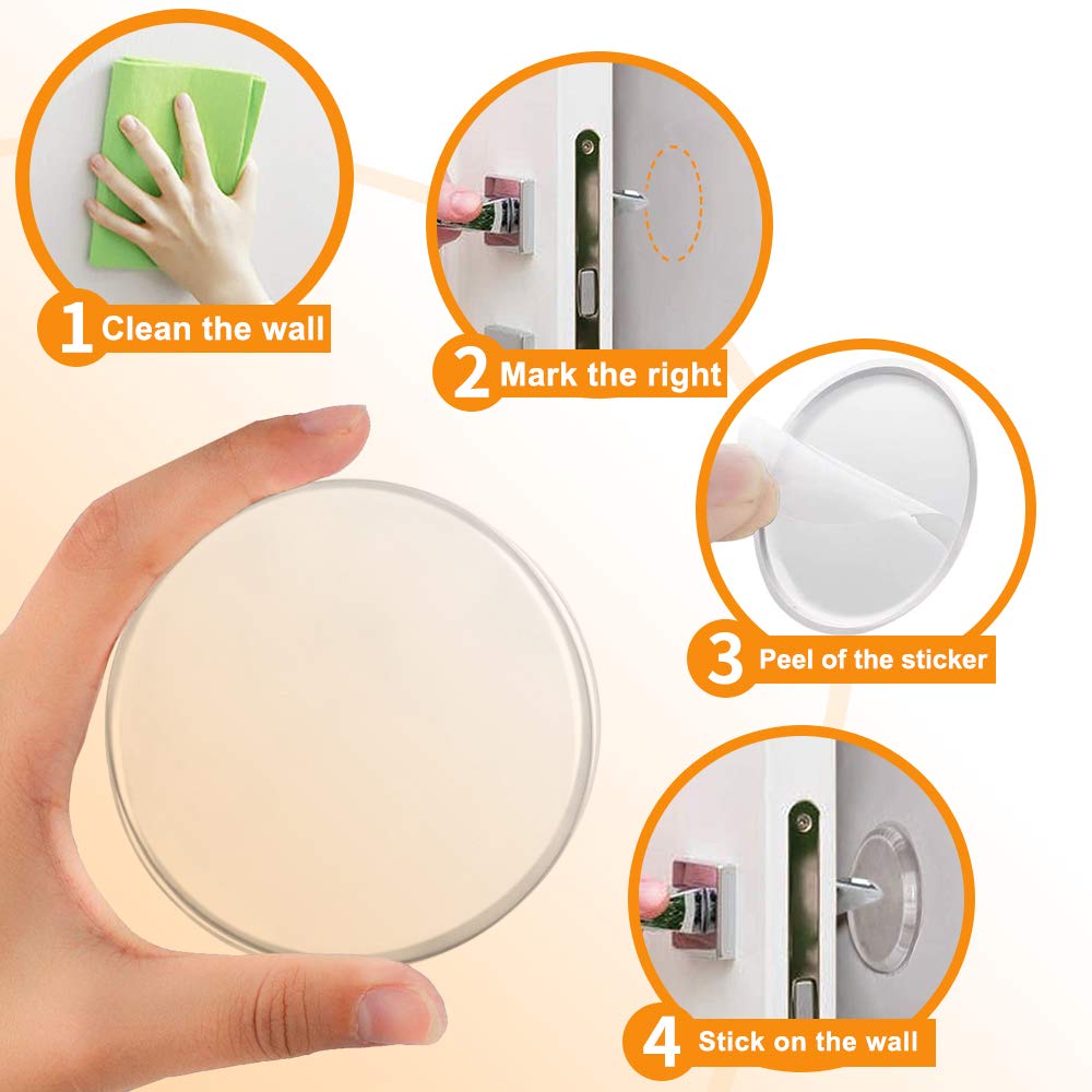 Door Stopper Wall Protector (9pack) - Adhesive Reusable Bumper Protector - Clear, Quiet, Shock Absorbent Gel, Wall Shield & Silencer for Door Handle - Door Knob Safety Cover (Clear, 1.97inch)