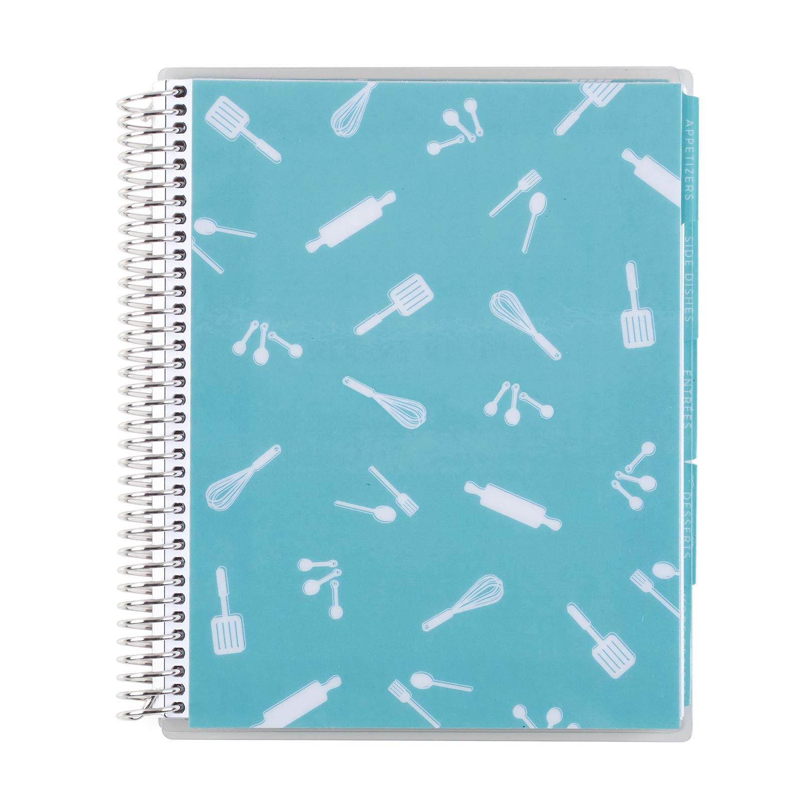 Erin Condren Spiral Coiled Recipe Prompted Notebook - Metallic Wet-Erase Interchangeable Designer Cover with 160 Pages, 80 Sheets of Heavy 80# Mohawk Paper