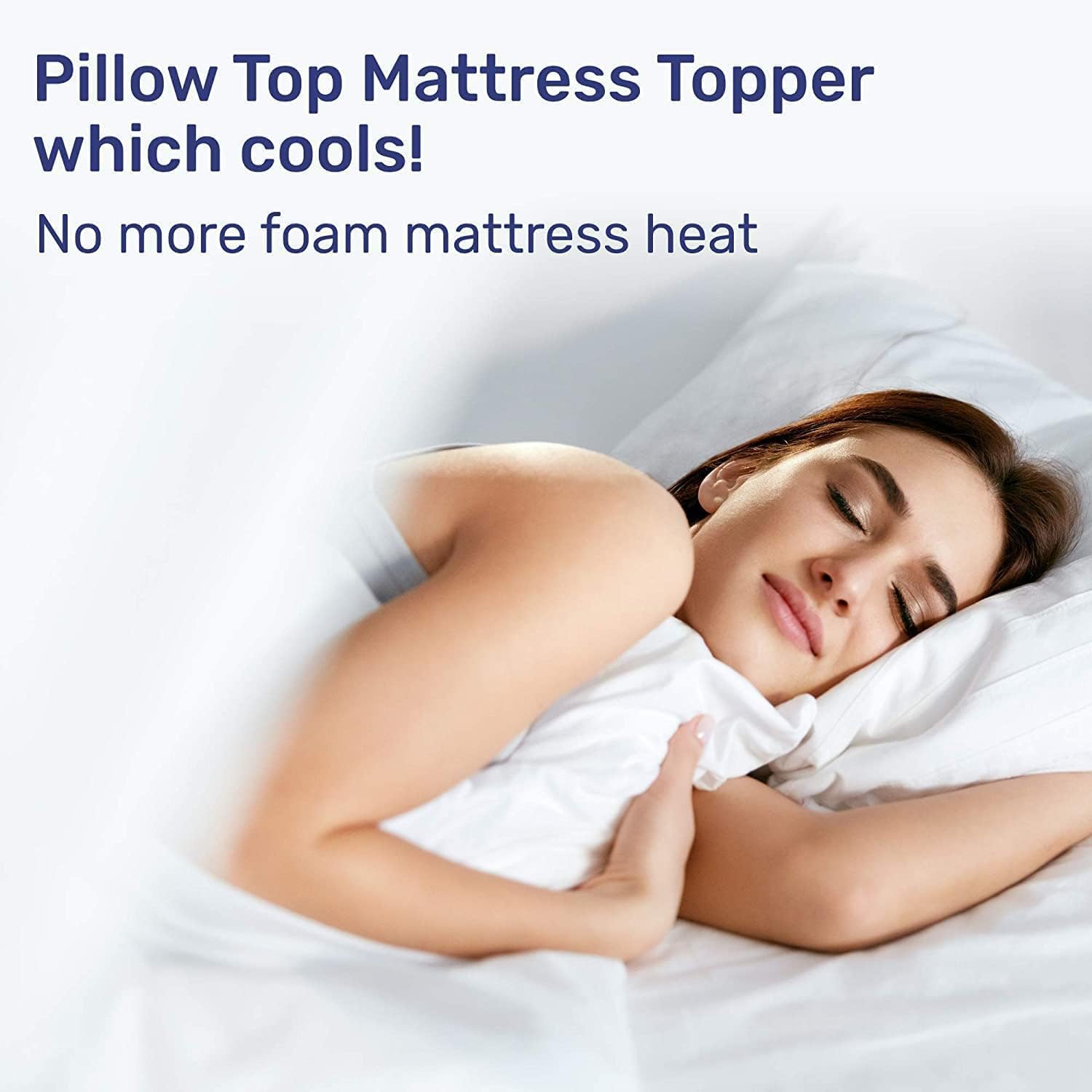 Sleep Mantra 100% Cotton Mattress Topper King Size - Premium Wrap-Around Cooling Topper Fits up to 20-Inch Mattress - Extra Soft, Deep Pocket, Breathable & Plush Quilted Down Fill (White)