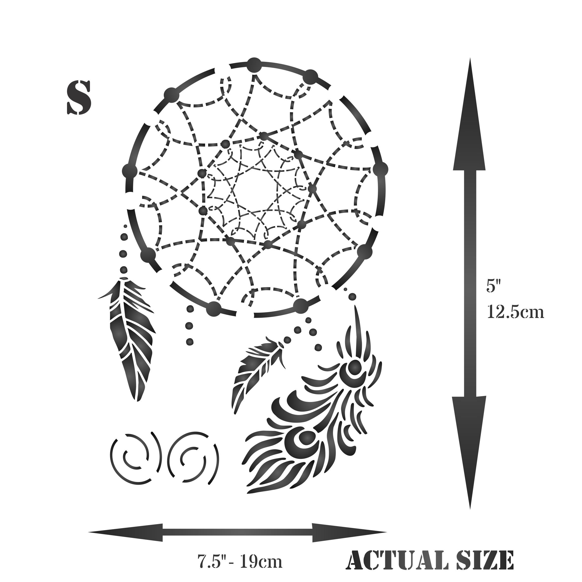 Dream Catcher Stencil, 5 x 7.5 inch (S) - Wall Dreamcatcher Decor Stencils for Painting Template