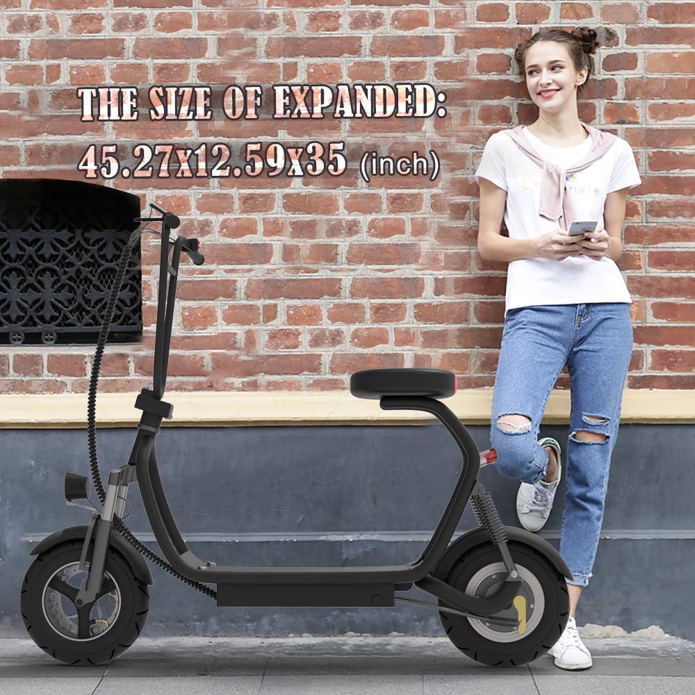 Electric Scooter Commuter Scooter 350W 48V 18.6 Miles ,Solid Rubber Tire, Long-Range Battery Foldable Easy Carry Portable Design, Adult Electric Scooter Up to 18MPH (Black)