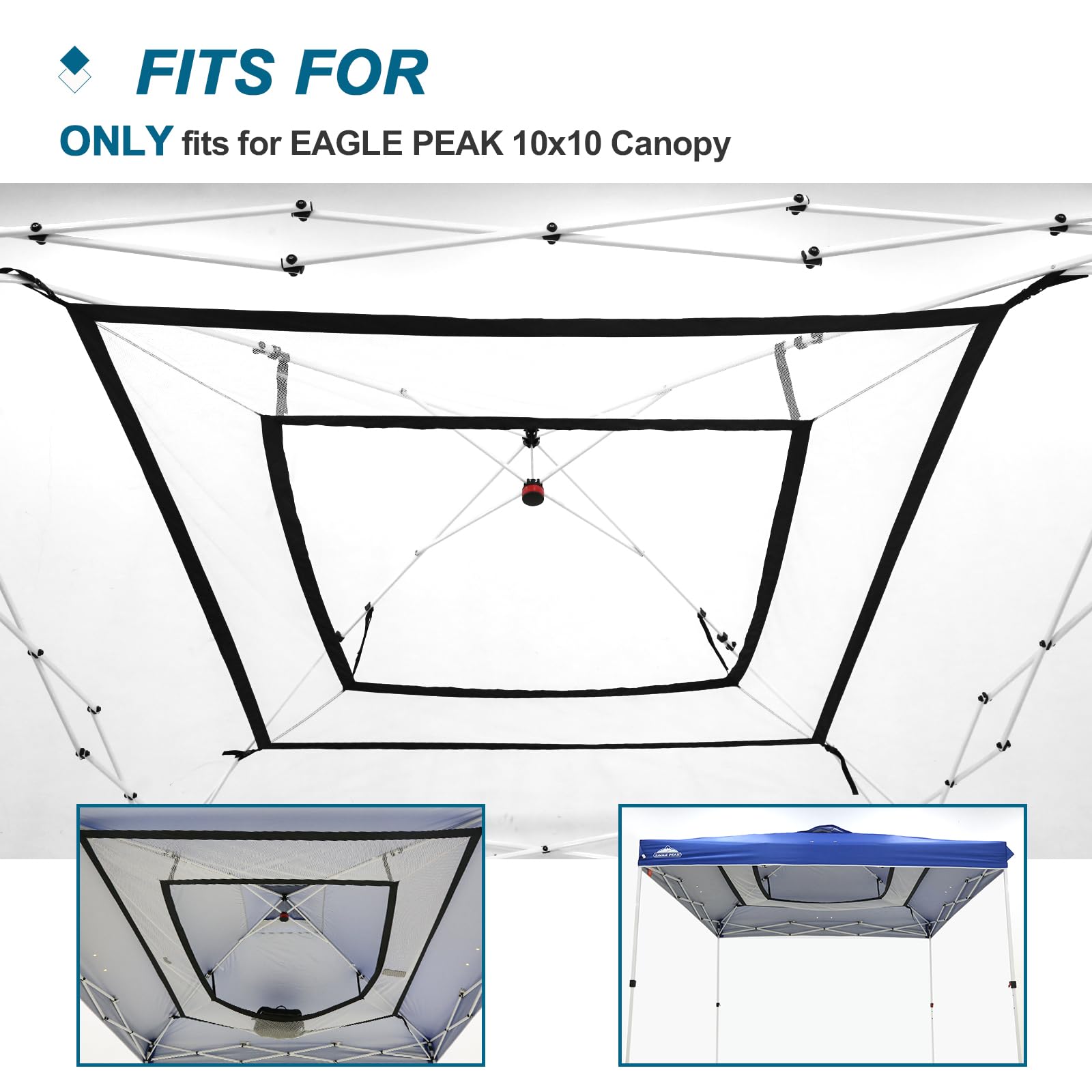 EAGLE PEAK 10x10 Pop up Canopy Tent Mesh Shelf, Universal Gear Loft Hanging Shelf, Fits for Most 10x10 Instant Canopies, Outdoor Canopy Shelf