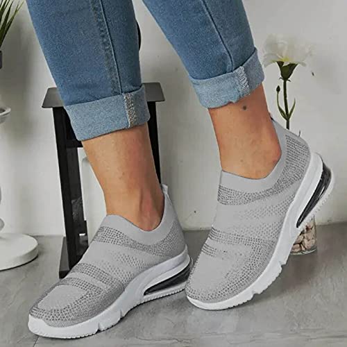 FASDNENDYS Breathable Soft Lightweight Mesh Sole Solid Color Casual Women's Women's Hiking Slip Shoes Women White
