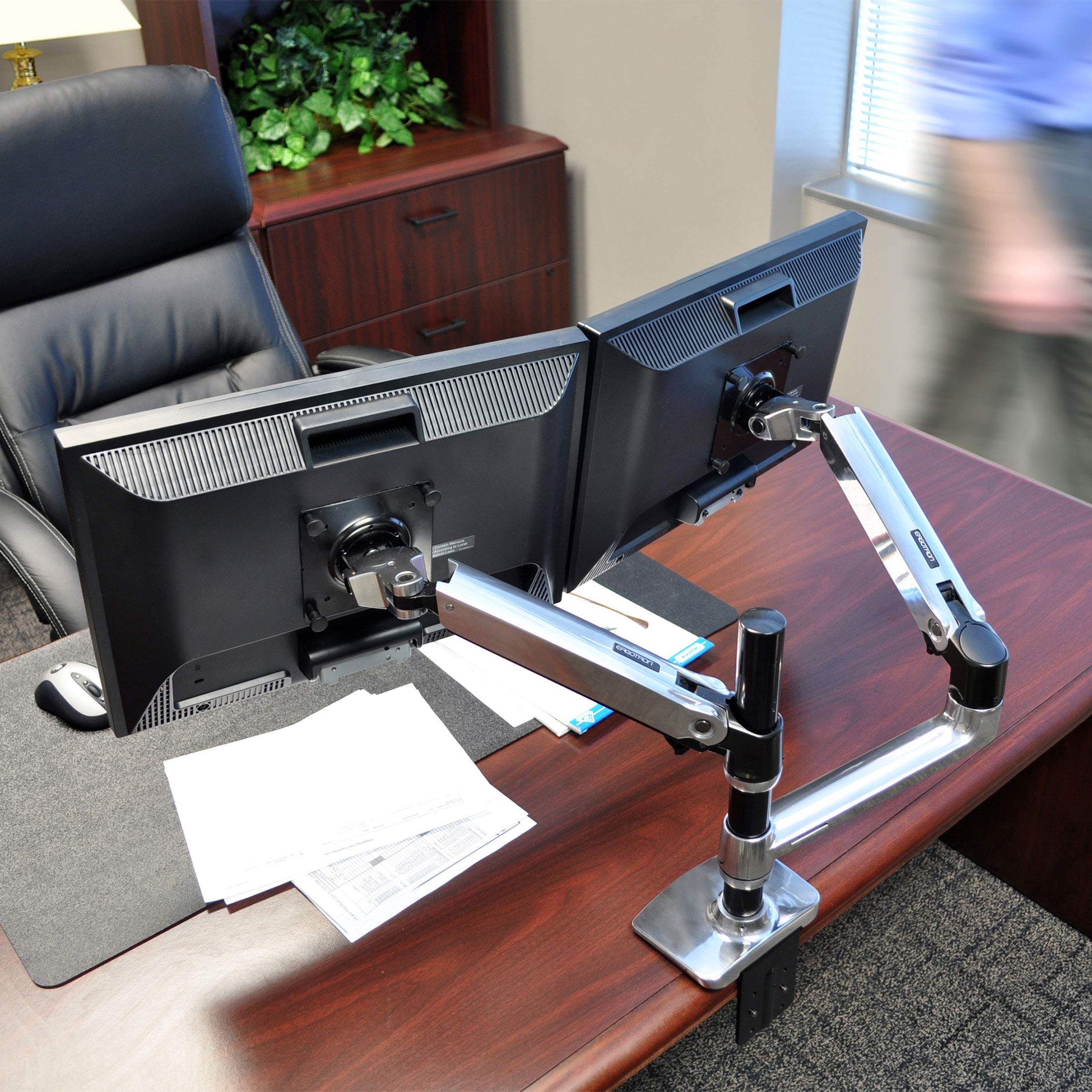 Ergotron β LX Vertical Stacking Dual Monitor Arm, VESA Desk Mount β for 2 Monitors Up to 24 Inches, 7 to 20 lbs Each β Polished Aluminum